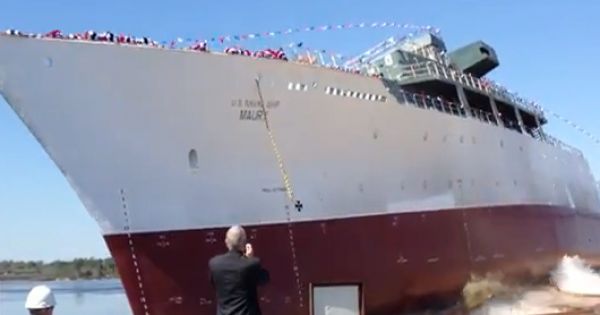 US Navy launches latest state-of-the-art oceanographic survey ship ...